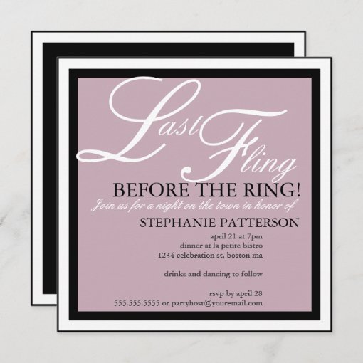 Modern & Elegant Last Fling Bachelorette Party Invitation | Zazzle