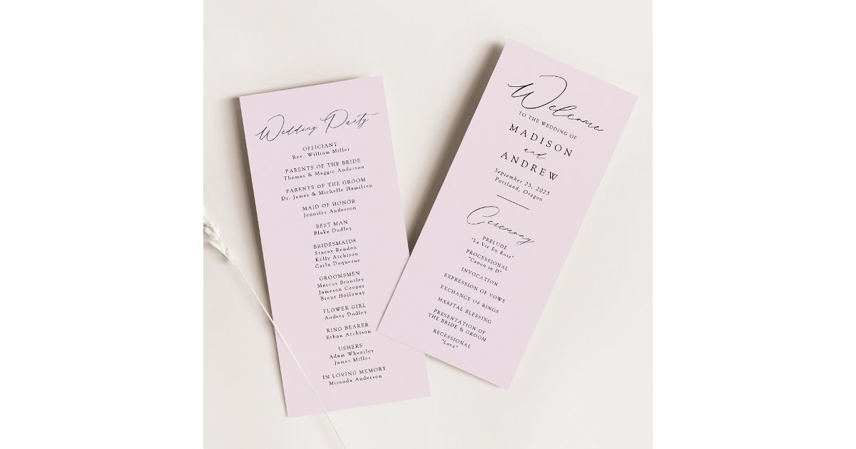 Modern Elegant Lavender Wedding Program | Zazzle