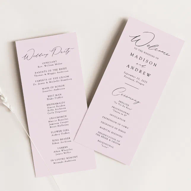 Modern Elegant Lavender Wedding Program | Zazzle