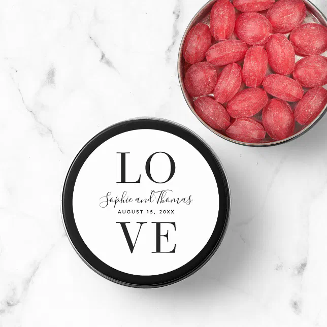 Modern Elegant Love Wedding Classic Round Sticker | Zazzle