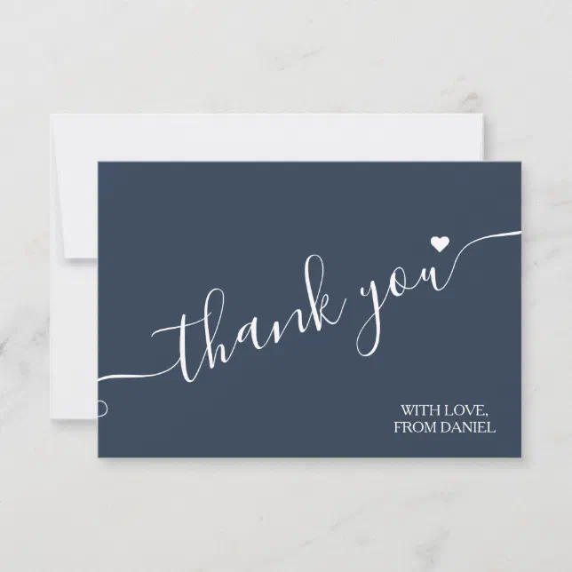 Modern Elegant Luxury Dark Blue Thank You Card | Zazzle