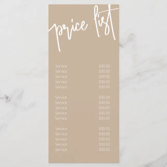 Modern Elegant Makeup Artist Price List Menus | Zazzle