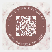 Modern Elegant Marble Custom QR Code Shop Sticker | Zazzle