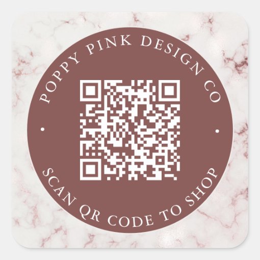 Modern Elegant Marble Custom QR Code Shop Sticker | Zazzle