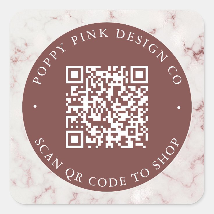Modern Elegant Marble Custom QR Code Shop Sticker | Zazzle