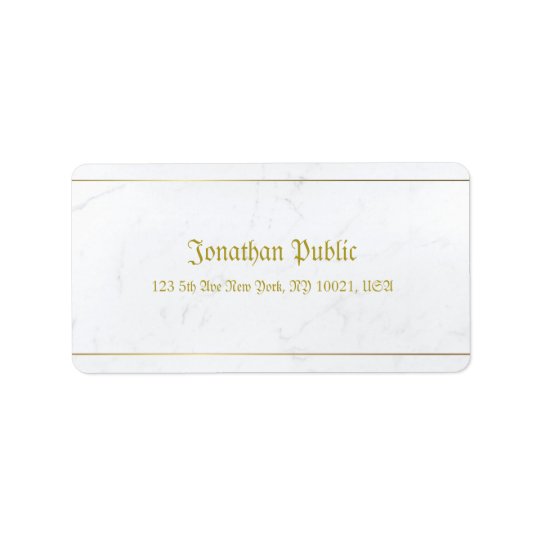 Modern Elegant Marble Gold Old Style Calligraphy Label | Zazzle.com