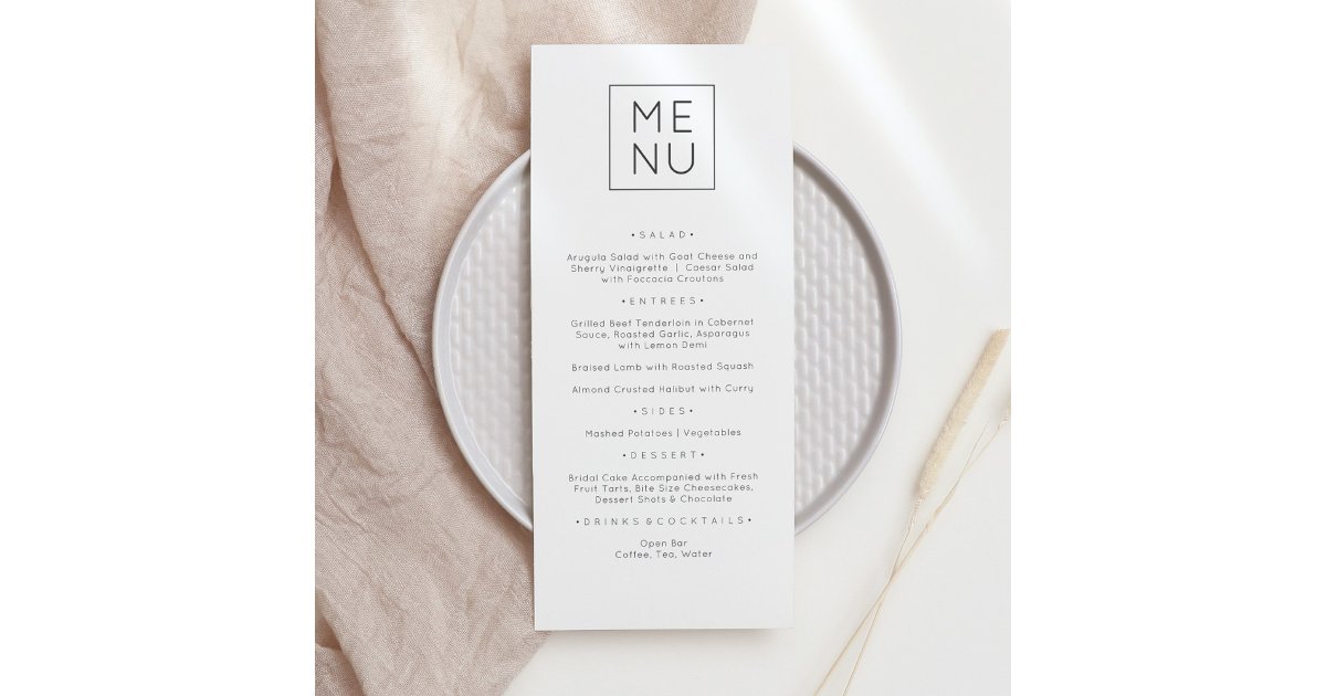 Modern Elegant Menu Card | Zazzle