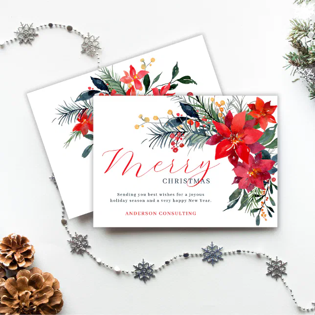 Modern Elegant Merry Christmas Business Holiday Card | Zazzle