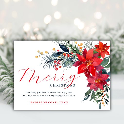 Modern Elegant Merry Christmas Business Holiday Card | Zazzle