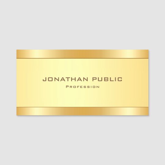 Modern Elegant Metallic Look Gold Professional Name Tag | Zazzle.com