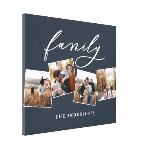 Modern elegant minimal photo collage personalized canvas print | Zazzle