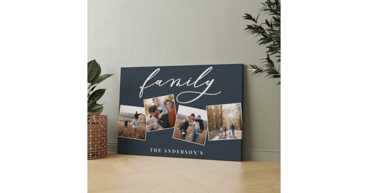 Modern elegant minimal photo collage personalized canvas print | Zazzle