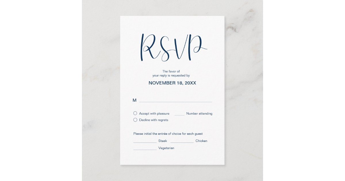 Modern Elegant Minimal, RSVP, Gold Font, Respond Enclosure Card | Zazzle