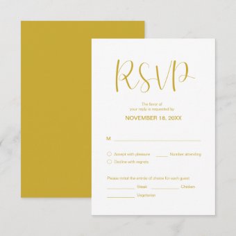 Modern Elegant Minimal, RSVP, Gold Font, Respond Enclosure Card | Zazzle