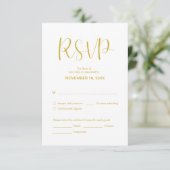 Modern Elegant Minimal, RSVP, Gold Font, Respond Enclosure Card | Zazzle