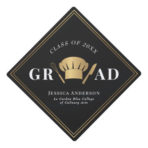 Modern Elegant Minimal Simple Culinary School Graduation Cap Topper ...