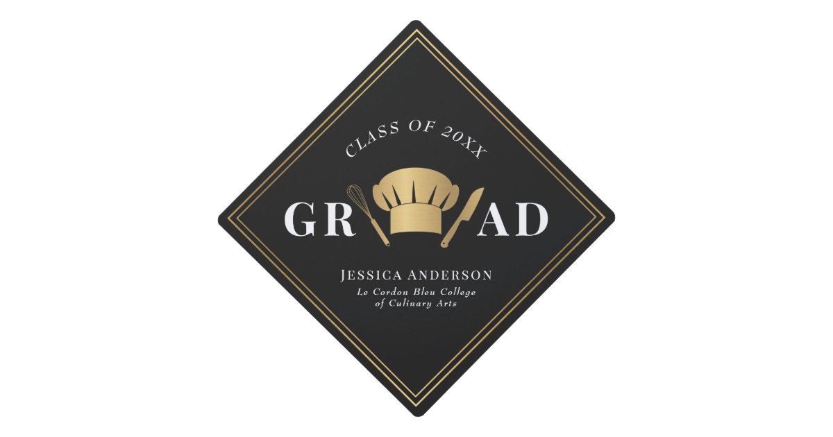 Modern Elegant Minimal Simple Culinary School Graduation Cap Topper ...