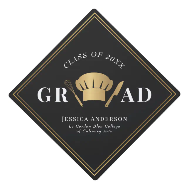 Modern Elegant Minimal Simple Culinary School Graduation Cap Topper ...