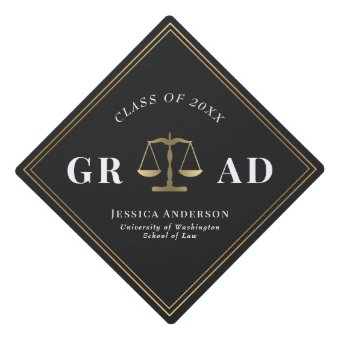 Modern Elegant Minimal Simple Law School Graduation Cap Topper | Zazzle