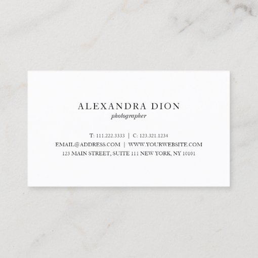 Modern elegant minimal & simple photography business card | Zazzle