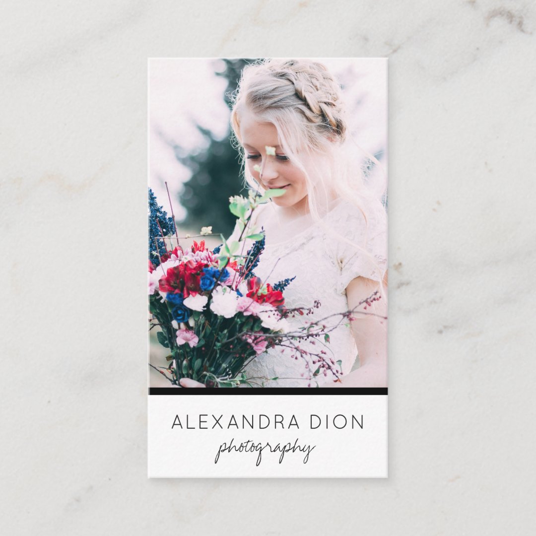Modern elegant minimal & simple photography business card | Zazzle