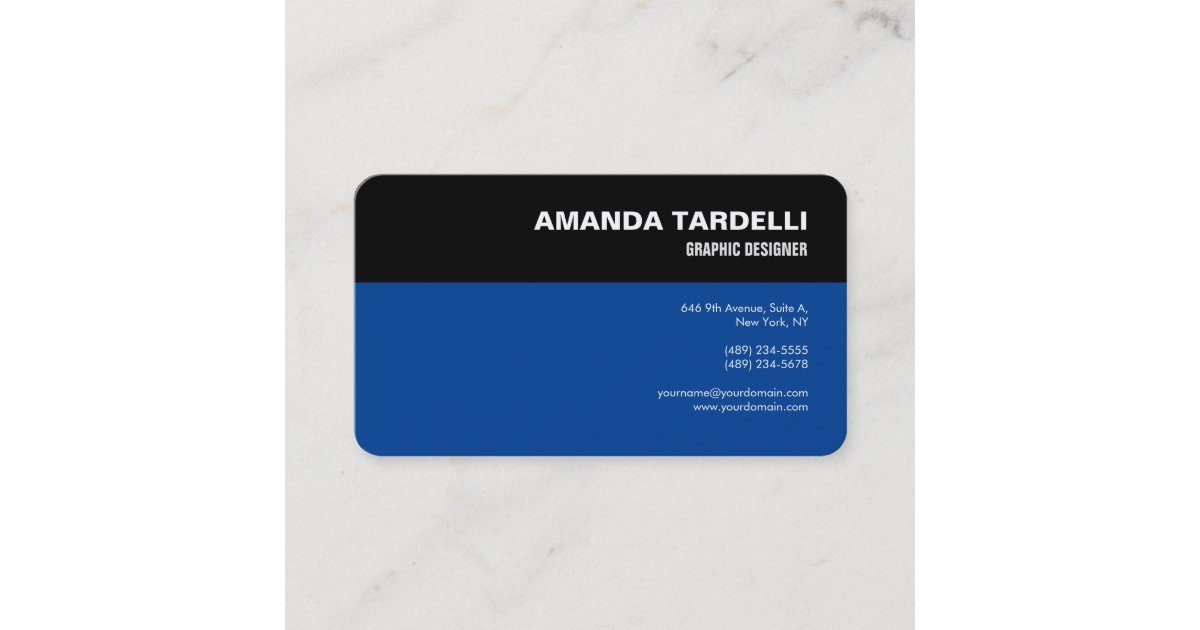 Modern Elegant Minimalist Black Deep Blue Business Card | Zazzle