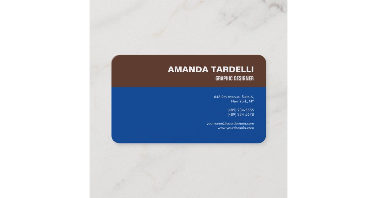 Modern Elegant Minimalist Brown Deep Blue Business Card | Zazzle