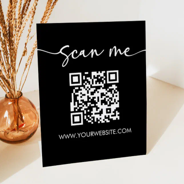 Modern Elegant Minimalist Scan Me QR Code Pedestal Sign | Zazzle