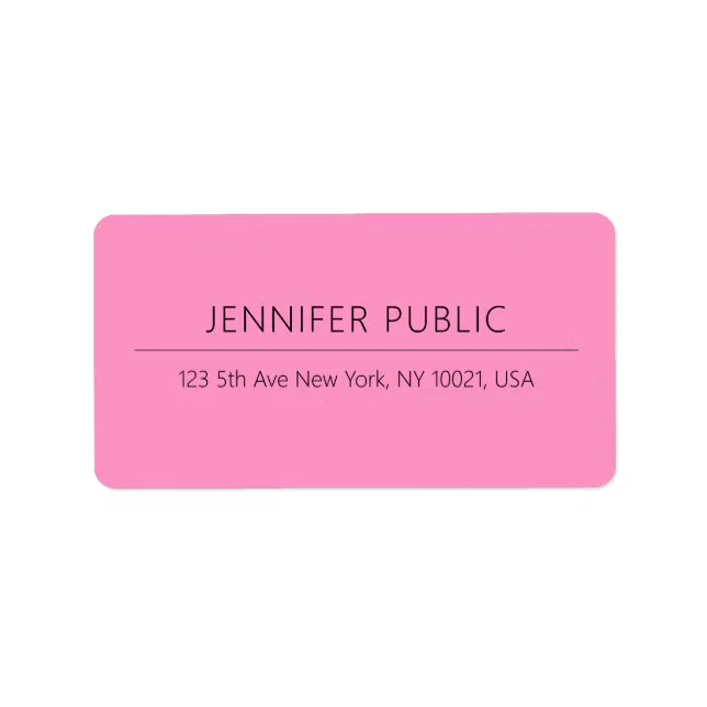 Modern Elegant Minimalist Template Pink Address Label | Zazzle