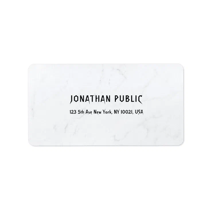 Modern Elegant Minimalist White Marble Template Label | Zazzle