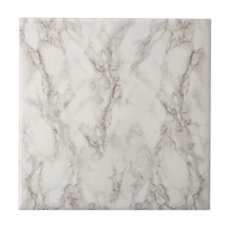 Modern Elegant Minimalist White Marble Texture Ceramic Tile | Zazzle