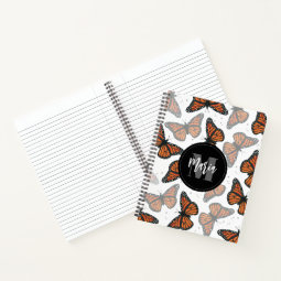 Modern Elegant Monarch Butterfly Monogrammed Notebook | Zazzle