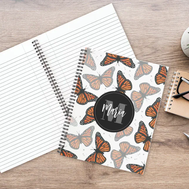 Modern Elegant Monarch Butterfly Monogrammed Notebook | Zazzle