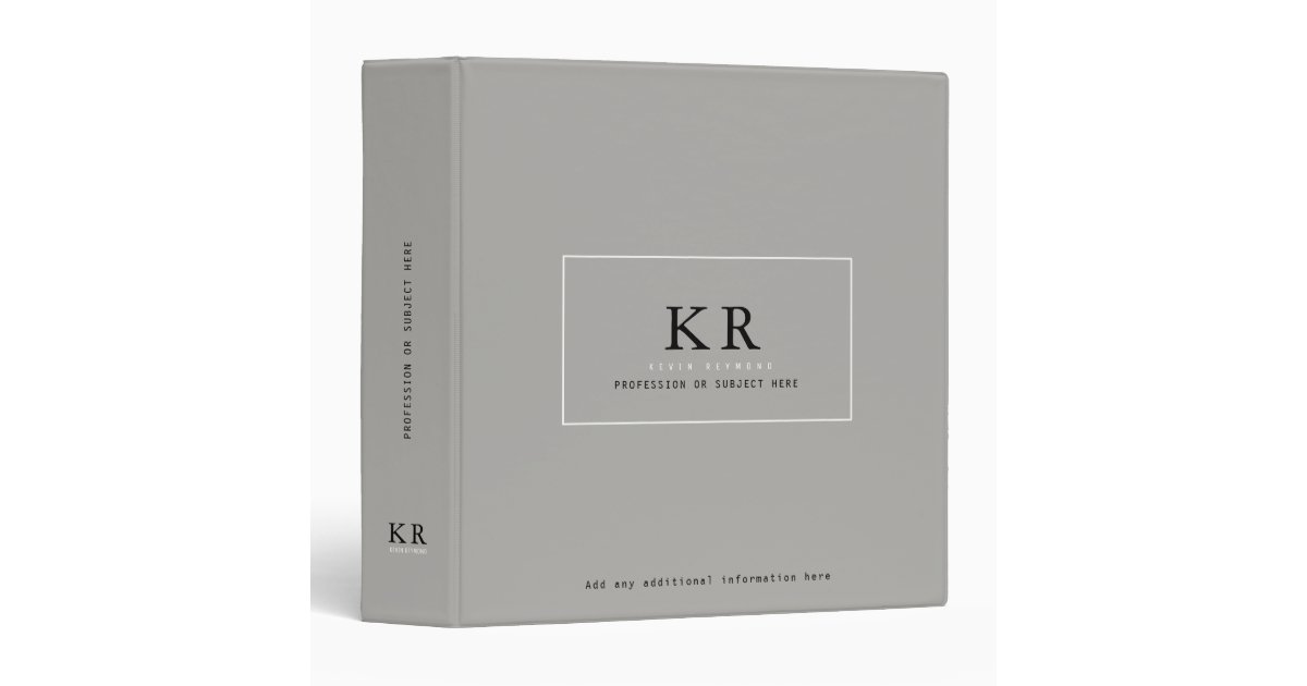 modern & elegant monogram on gray binder | Zazzle