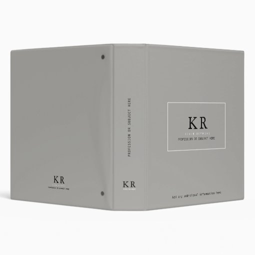 Modern & elegant monogram on gray binder | Zazzle