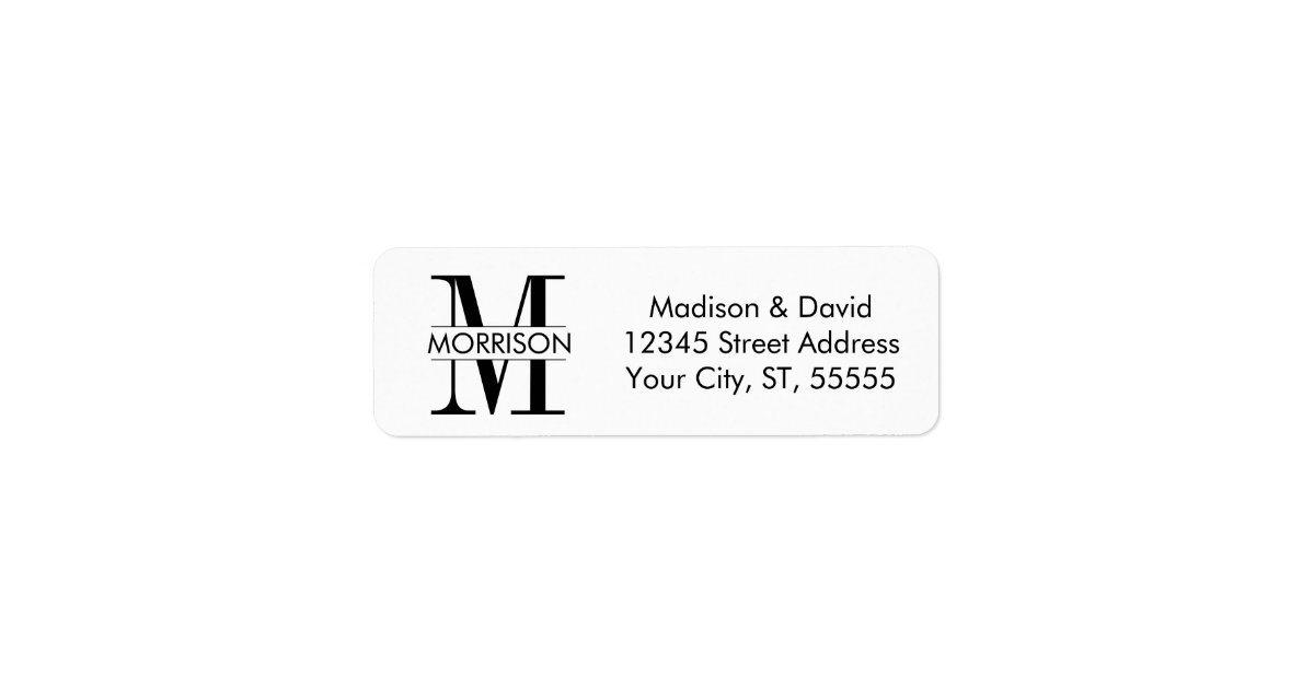 Modern Elegant Monogram Return Address Label | Zazzle