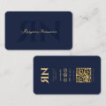 Modern Elegant Monogram Reversed Dark Navy Blue Business Card | Zazzle