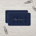 Modern Elegant Monogram Reversed Dark Navy Blue Business Card | Zazzle