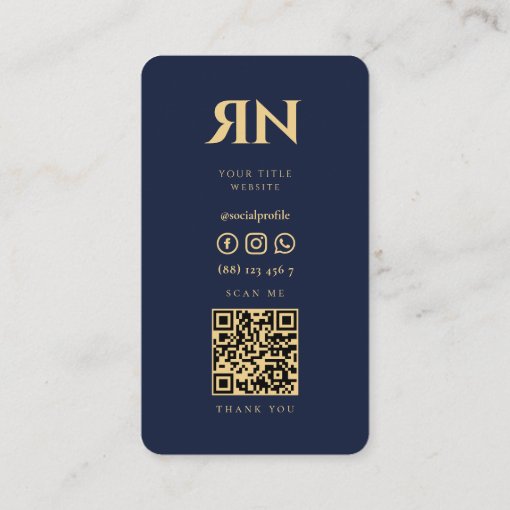 Modern Elegant Monogram Reversed Dark Navy Blue Business Card | Zazzle