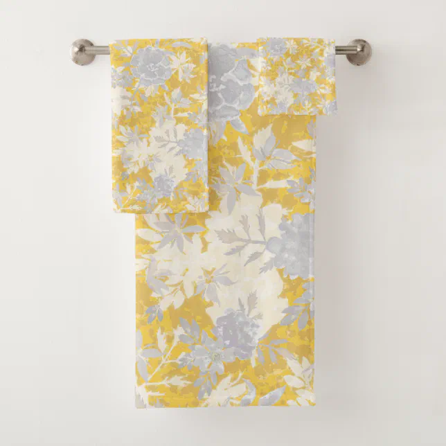 Modern Elegant Mustard Yellow Marigold Flowers Bath Towel Set | Zazzle
