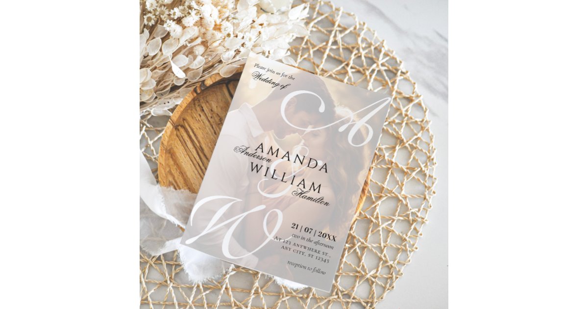 Modern Elegant Names Script Photo Wedding Invitation | Zazzle