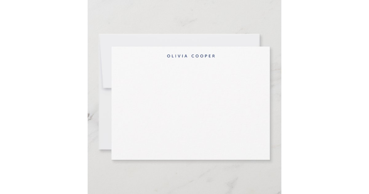 Modern Elegant Navy Blue Personal Stationery Note | Zazzle