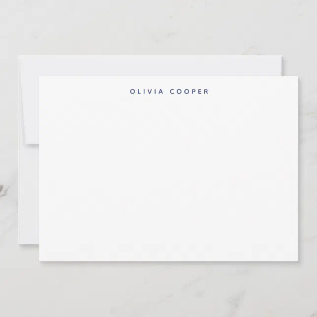 Modern Elegant Navy Blue Personal Stationery Note | Zazzle