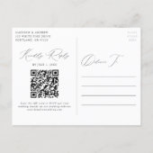Modern Elegant Navy QR Code Wedding Invitation Postcard | Zazzle