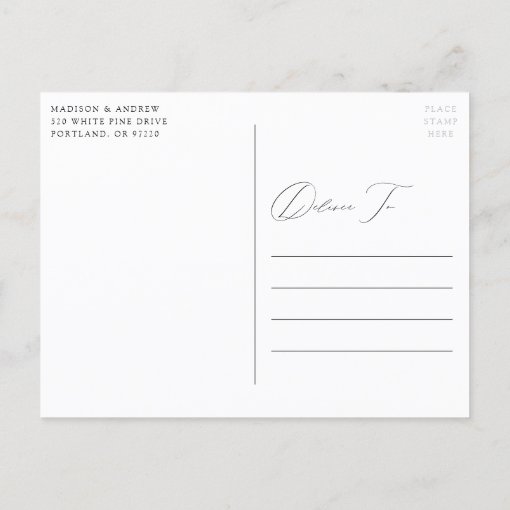 Modern Elegant Navy Wedding Invitation Postcard | Zazzle