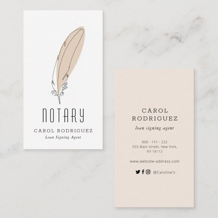 modern elegant notary loan signing agent business card | Zazzle