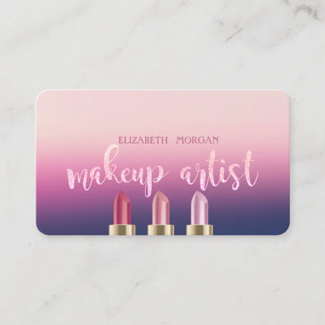 Modern Elegant Ombre,Lipsticks ,Makeup Artist Business Card | Zazzle