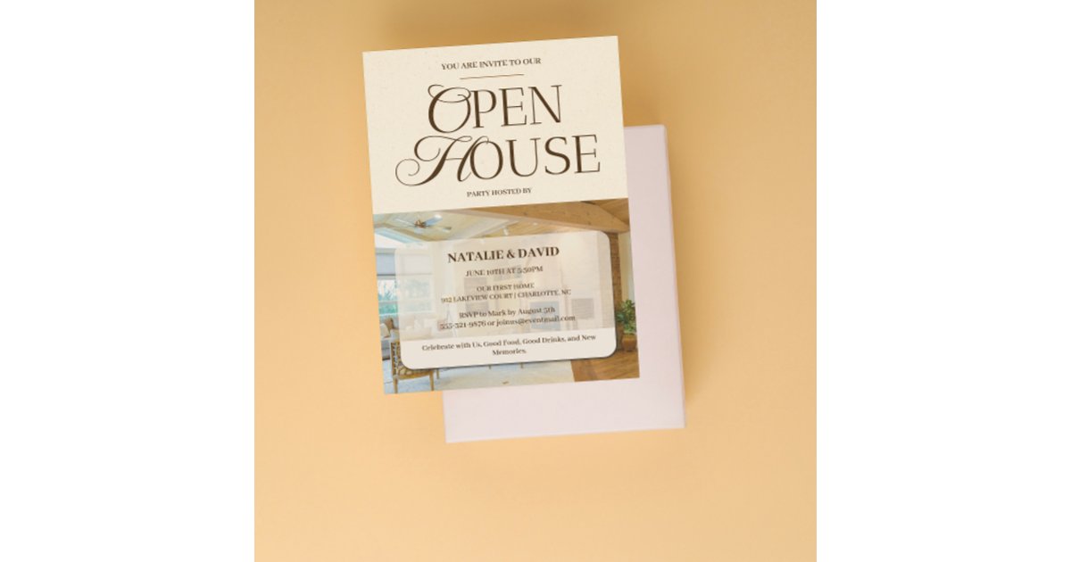 Modern Elegant Open House Photo Logo Business Invitation | Zazzle