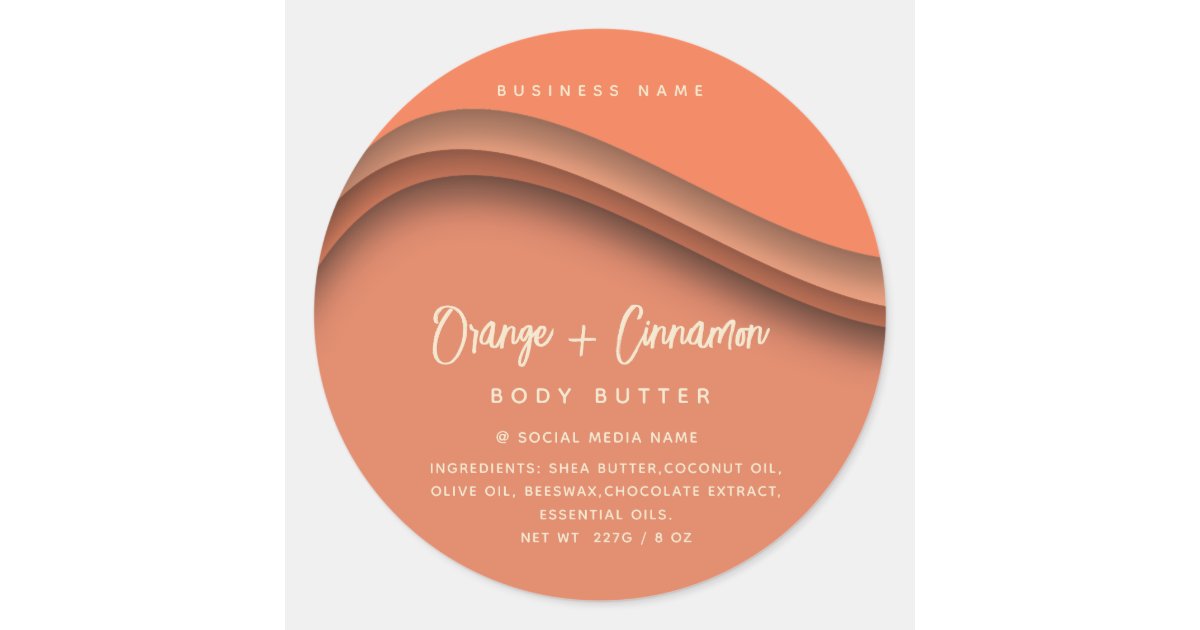 Modern elegant orange cosmetics classic round sticker | Zazzle