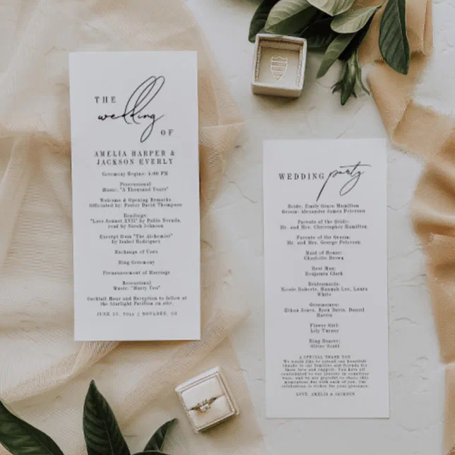Modern Elegant Order of Events Wedding Program | Zazzle
